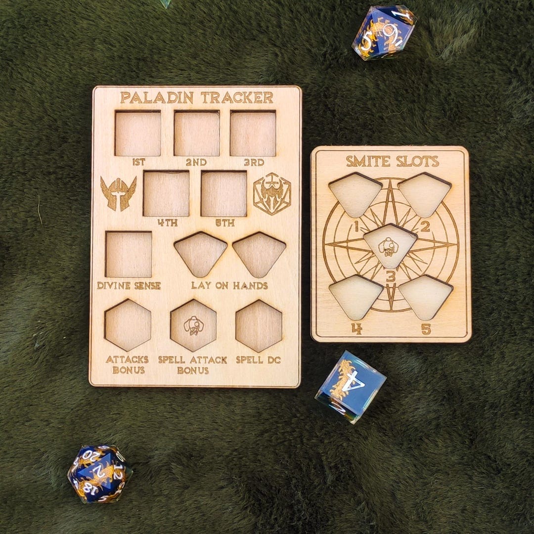 Wooden Paladin Divine Smite Tracker Bundle Dungeons and Dragons TTRPG ...