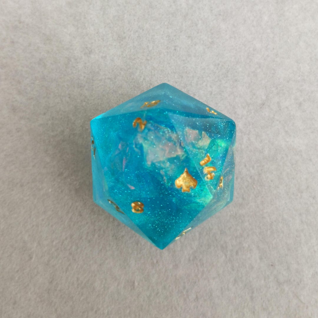 35mm Verdigris Glint Chonk D20 - Aqua Blue Glitter RPG Dice for Dnd - Etsy