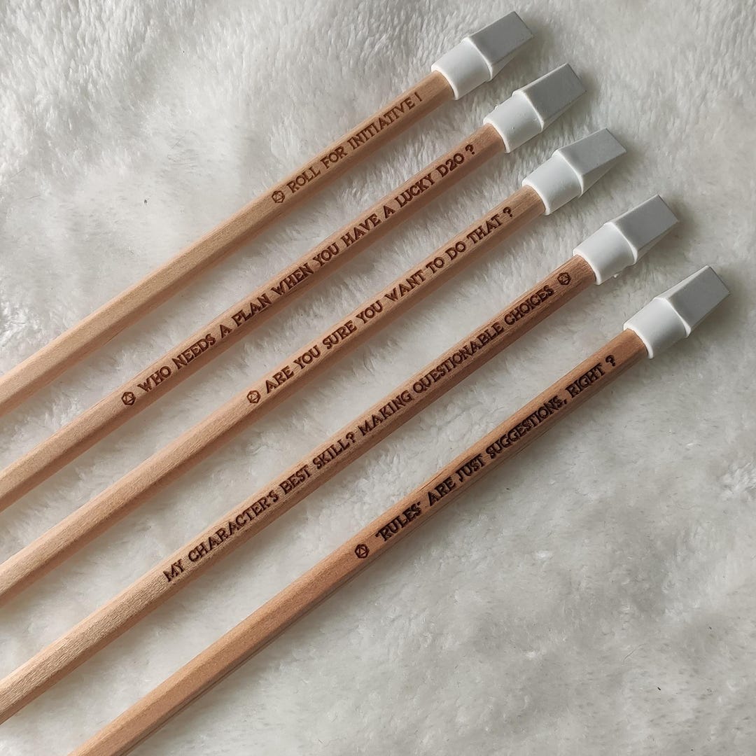 DND Pencils – Funny Dungeons & Dragons Pencil Set | RPG Gift | Dice ...
