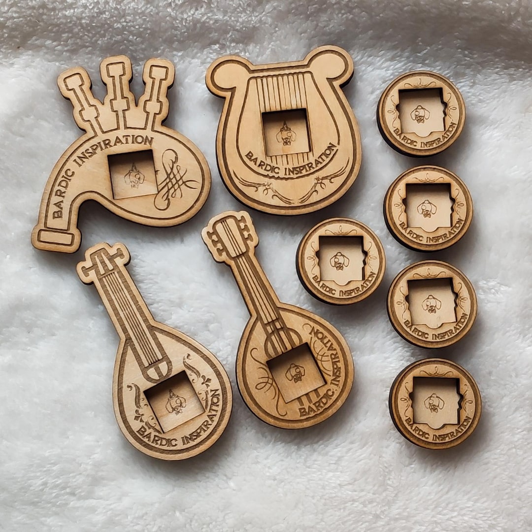 Wooden Bardic Inspiration Tracker & 5 Tokens | Handmade Tracker ...