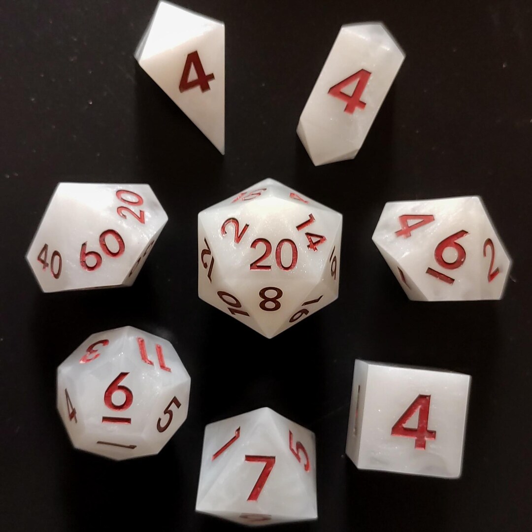Pearl Ember Dice Set | Handmade Sharp Edge Resin Dice Set | Dungeons and Dragons | Pathfinder ...