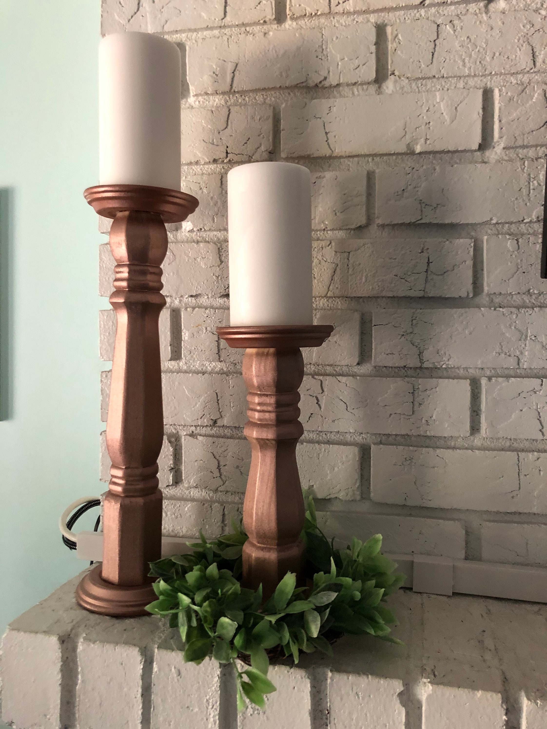 Handmade Pillar Candle Holder Wood Mantel Shelf Decor | Etsy