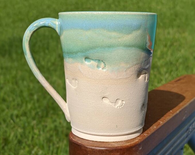 Footprints in the Sand Beach Mug Ocean Mug Handmade Coffee Tea Ceramic ...