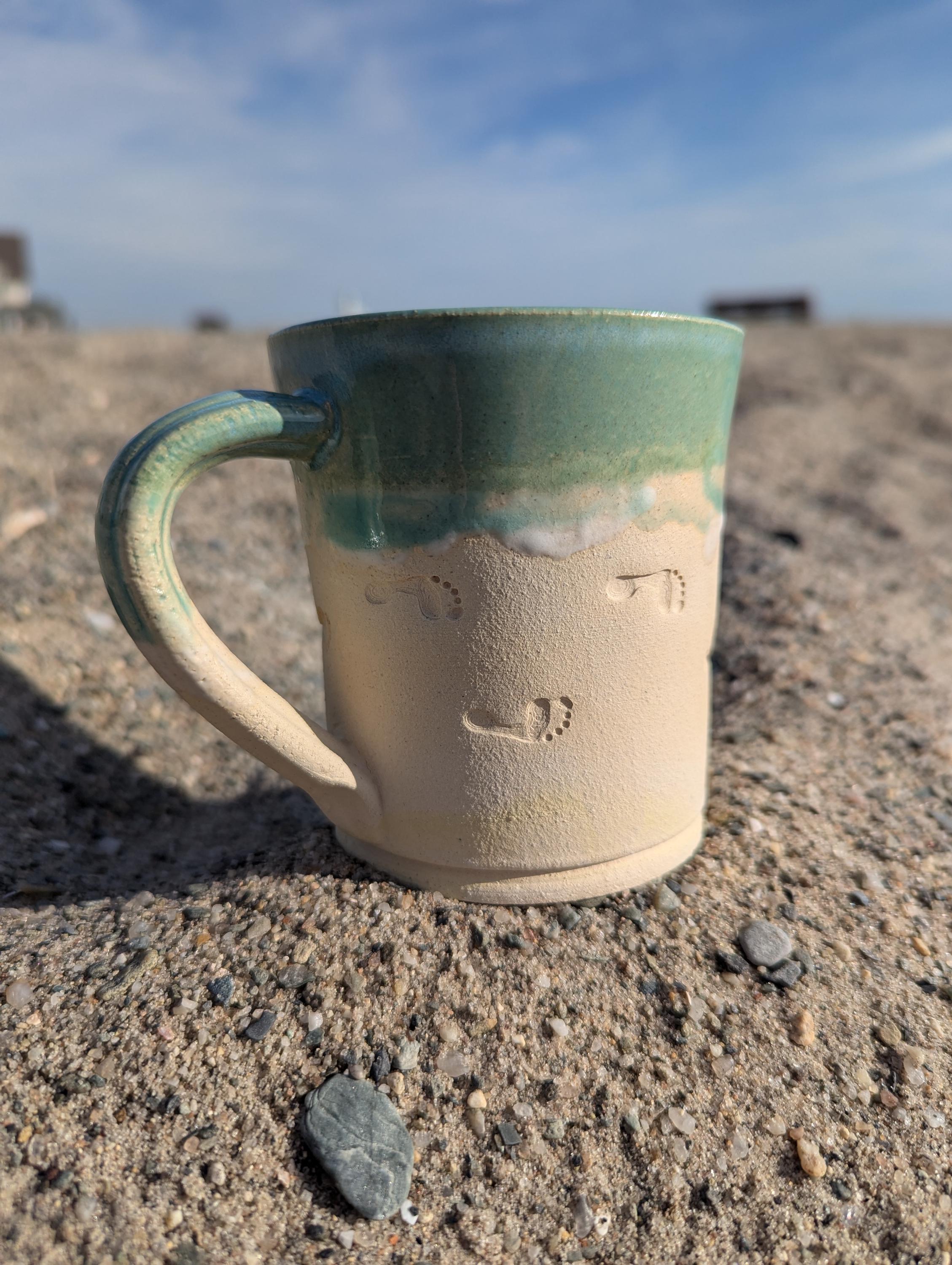 Footprints in the Sand Beach Mug : Ocean Mug Handmade Coffee Tea ...