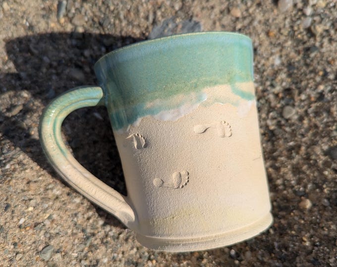 Footprints in the Sand Beach Mug : Ocean Mug Handmade Coffee Tea ...