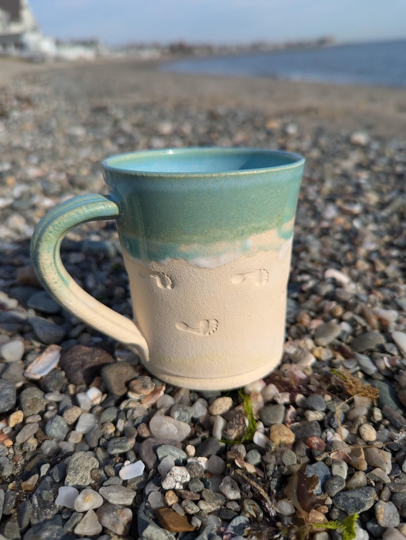 Footprints in the Sand Beach Mug : Ocean Mug Handmade Coffee Tea ...