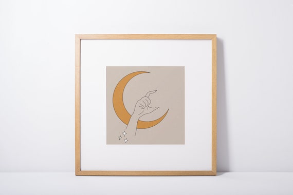 ASL Moon Art Print Hand Art | Etsy