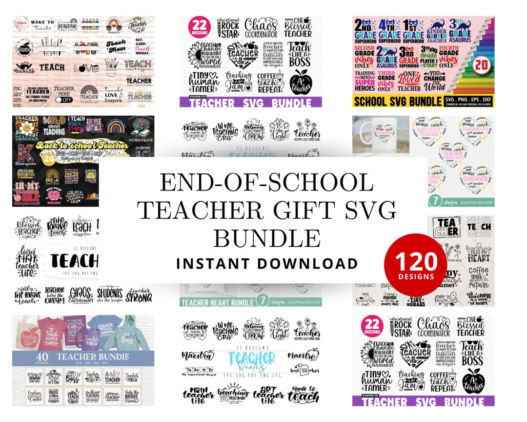 End of School Teacher SVG Bundle, 120 Designs (digital Download) - Etsy