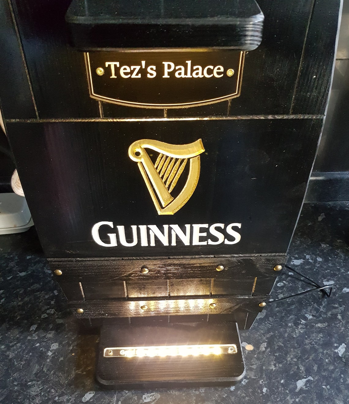 Guinness illuminated personalised bar shelf | Etsy