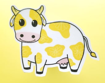 Lemon Cow Cute Waterproof Vinyl Sticker Journal, Laptop, Water Bottle ...