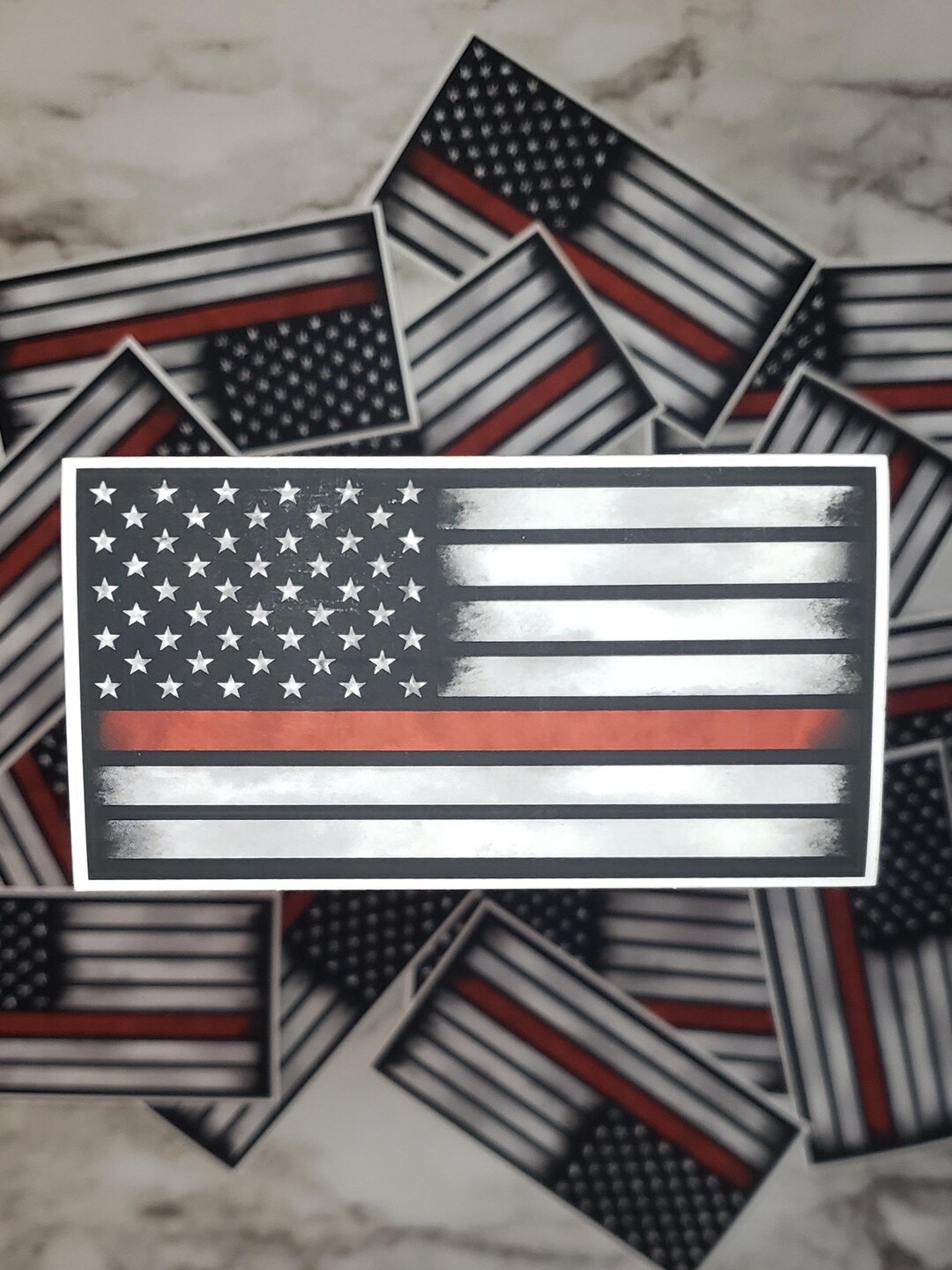 2x4 Thin Red Line Flag Sticker for Water Bottle and Computer - Etsy
