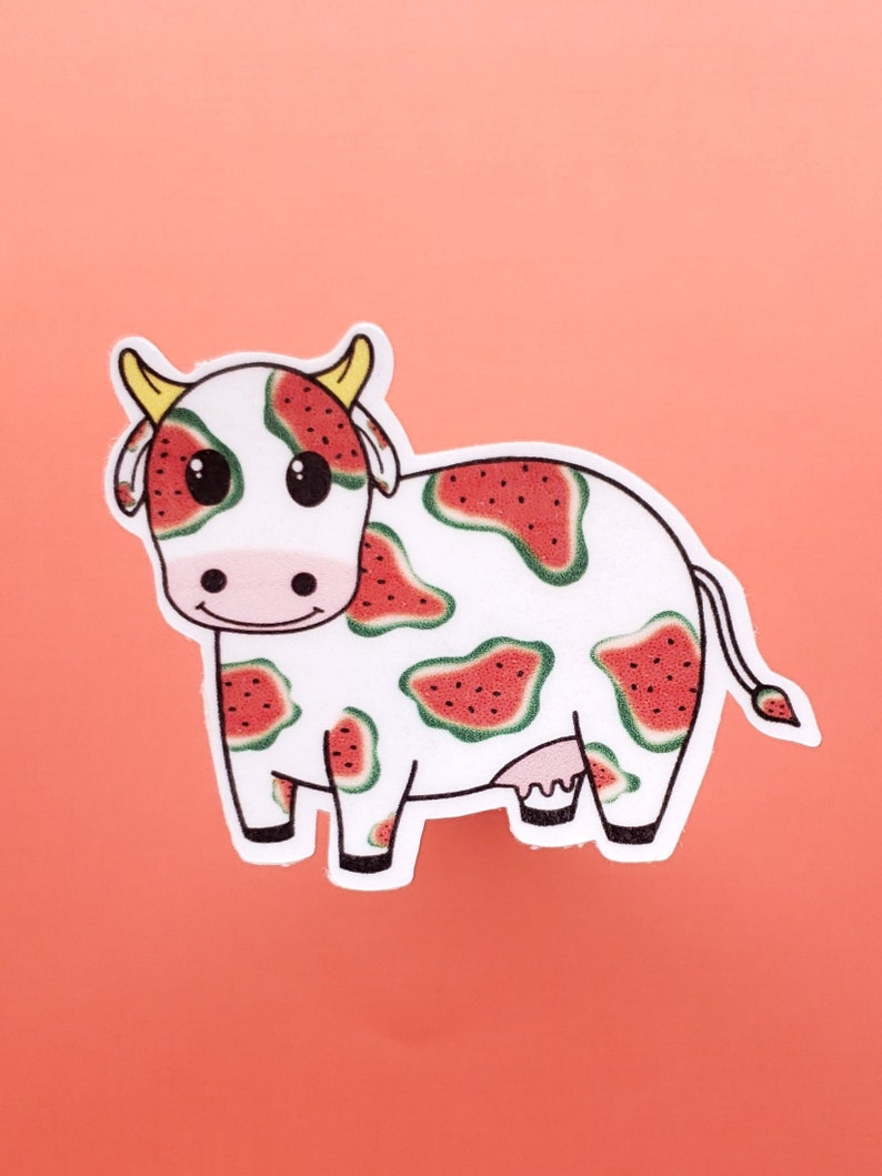 Watermelon Fruit Cow Sticker - Etsy
