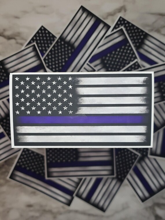 2x4 Thin Blue Line Flag Sticker for Water Bottle and Computer | Etsy