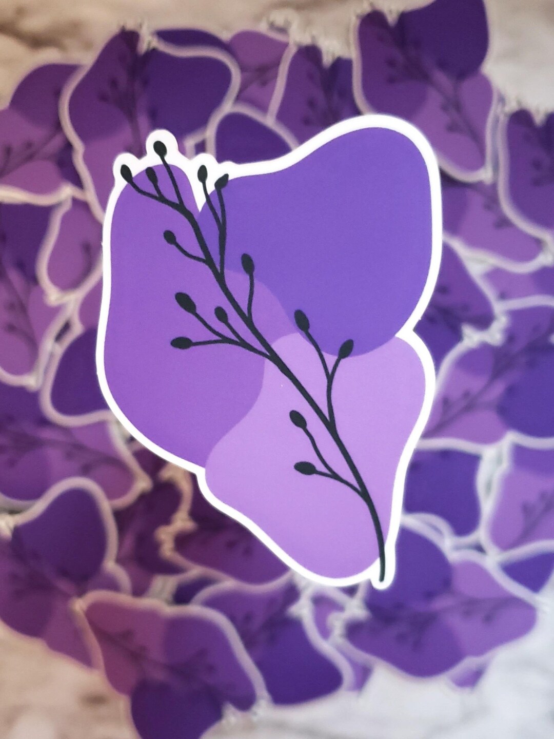 3x3 Purple Flower Stem Sticker for Water Bottle and Computer - Etsy