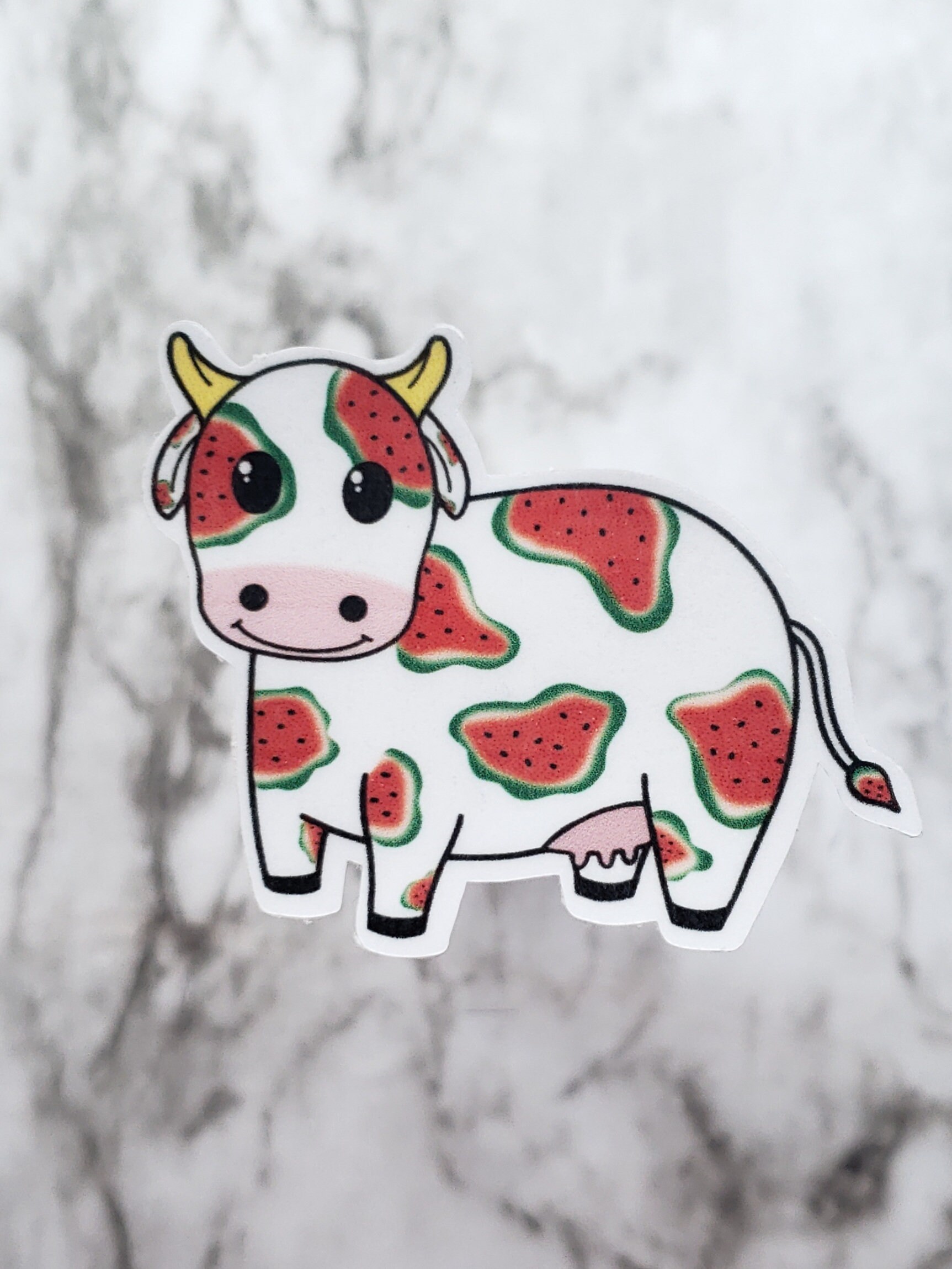 Watermelon Fruit Cow Sticker - Etsy