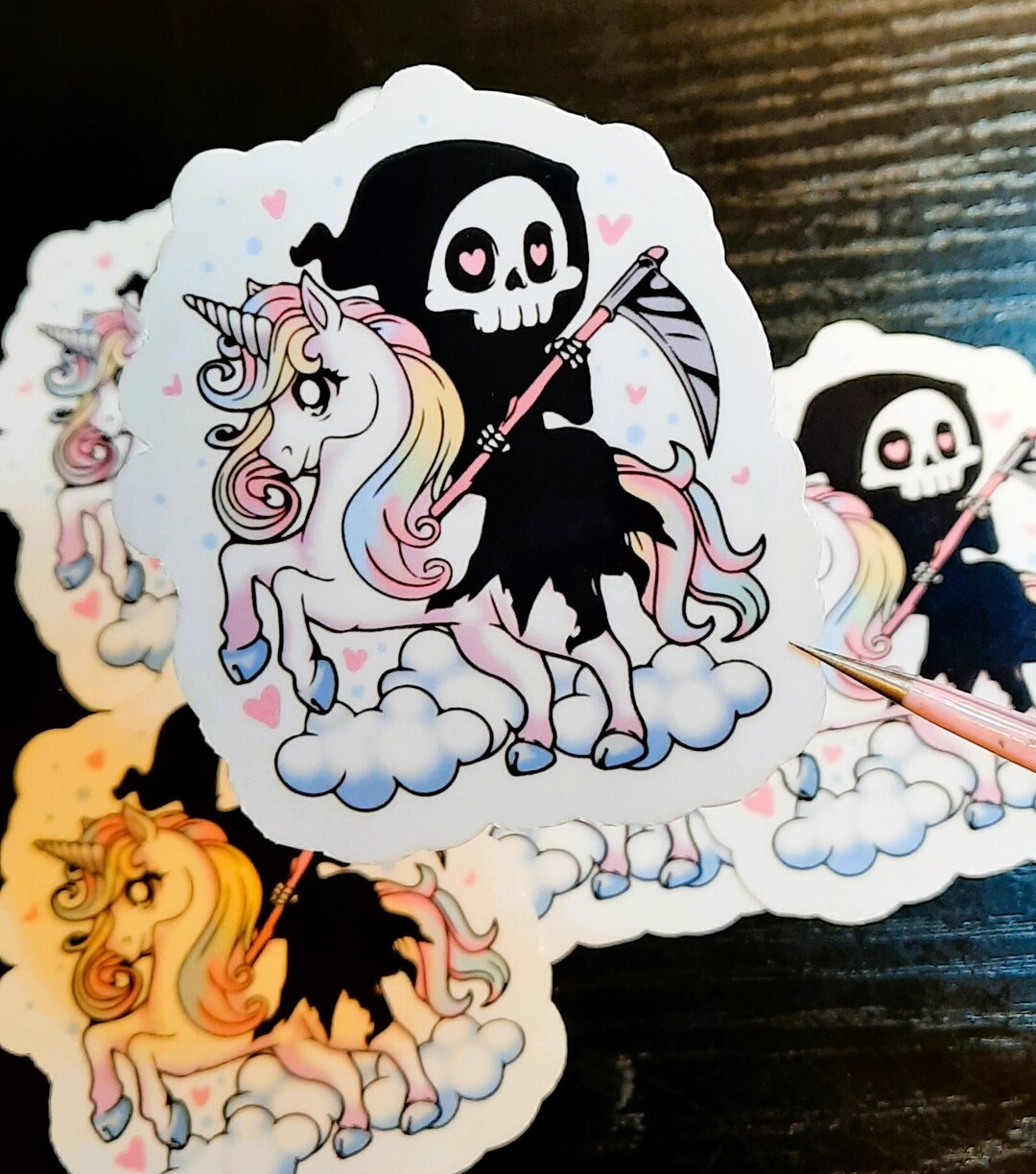 Grim Reaper Riding A Unicorn Sticker - Etsy