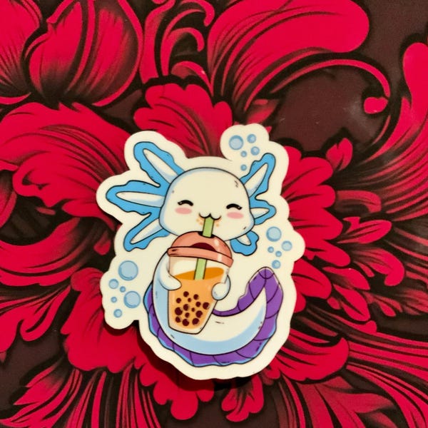 Axolotl Drinking Boba - Etsy