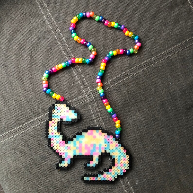 Kandi Charm Necklace - Disco Glow Dino - Etsy