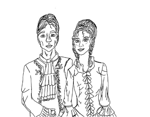 Gideon and Gwnyeth Colouring Page Ruby Red by Keirsten Gier - Etsy