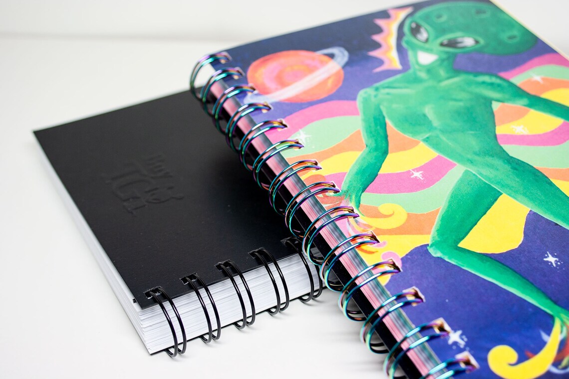 5.5x8.5 Flying Alien Notebook Lined Graph or Blank Wire | Etsy