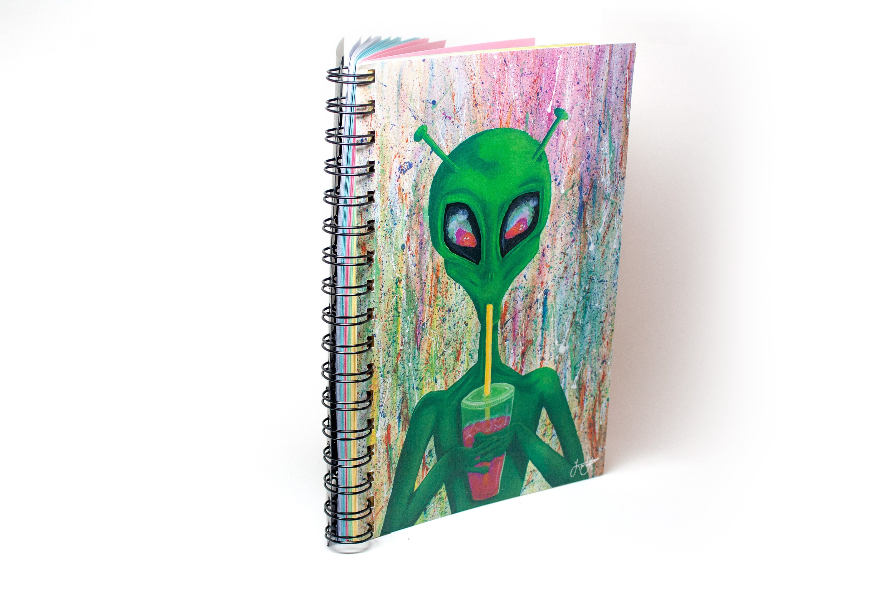 5.5x8.5 Cute Alien Notebook, Lined Graph or Blank Wire Spiral Notebook ...
