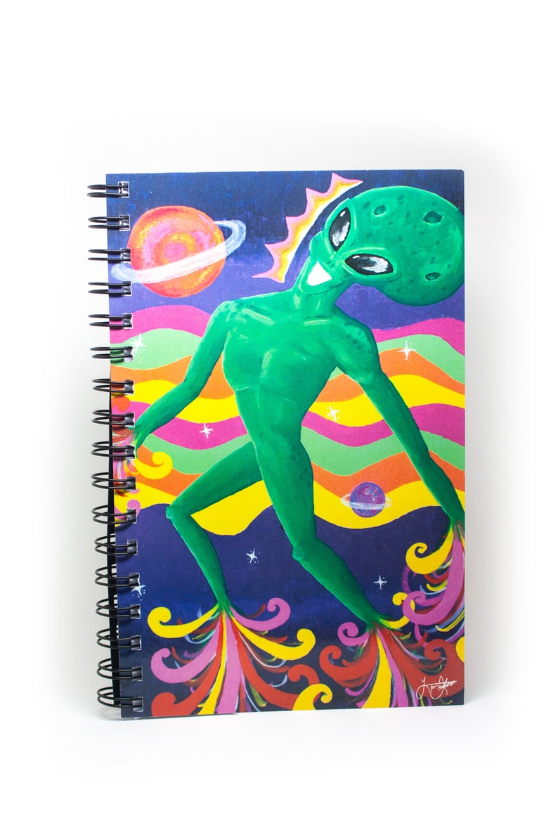 5.5x8.5 Flying Alien Notebook, Lined Graph or Blank Wire Spiral ...