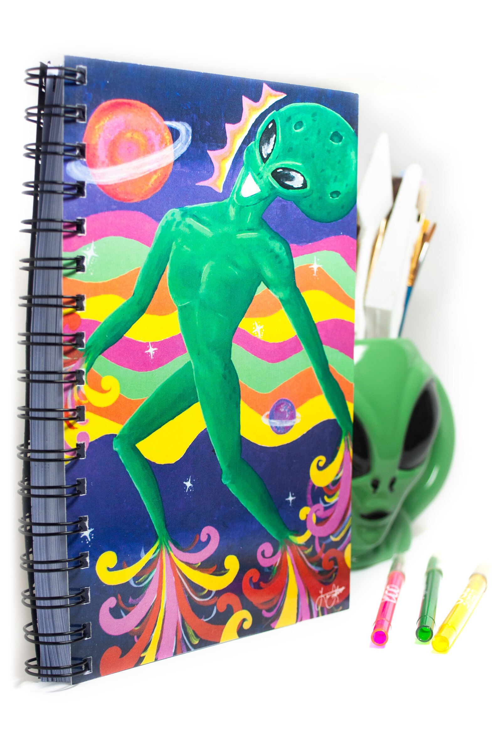 5.5x8.5 Flying Alien Notebook Lined Graph or Blank Wire | Etsy