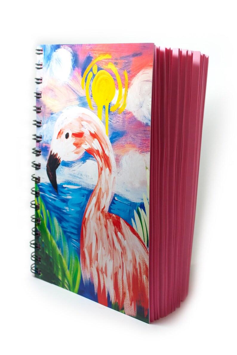 5.5x8.5 Pink Flamingo Notebook, Lined Graph or Blank Wire Spiral ...