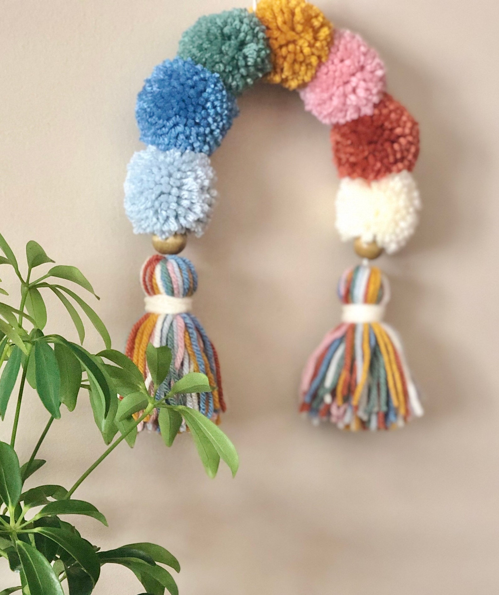 Boho Rainbow Wall Decor Rainbow Wall Hanging Pom Pom - Etsy