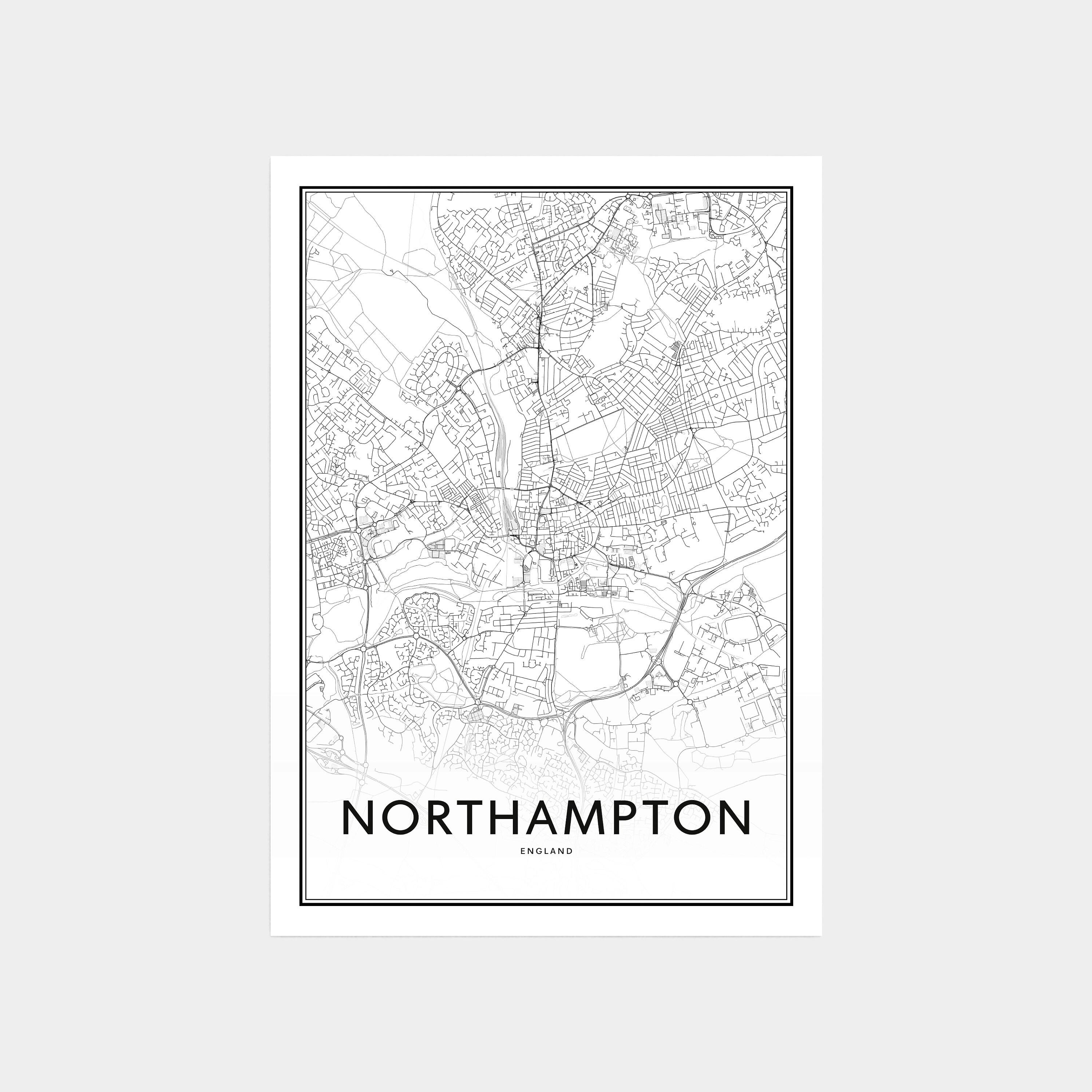 Northampton Map Poster Digital Map Print Northampton England Map Print ...
