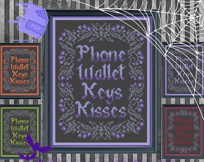 Phone Wallet Keys Kiss Crossstitch Checklist Reminder Sign Spooky ...