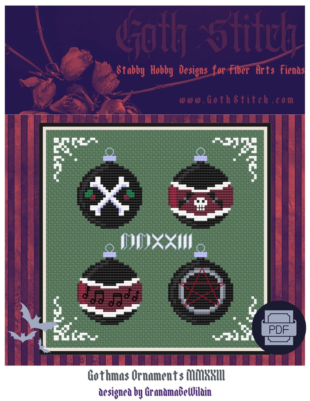 4 Gothmas Tree Cross Stitch DIY Individual Plastic Canvas Ornaments to ...