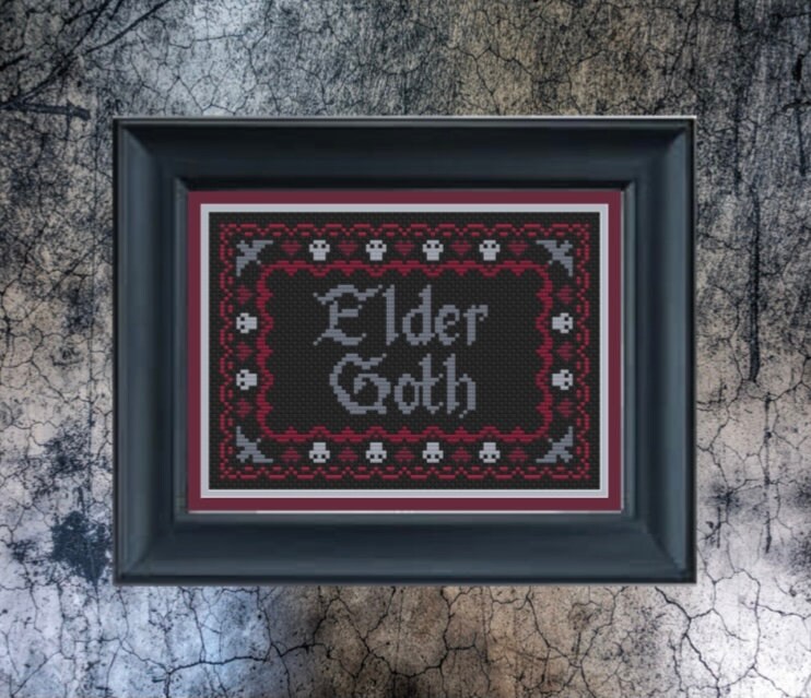 Elder Goth - Trad Romantic Gothic Cross Stitch Skull Bats Hearts ...