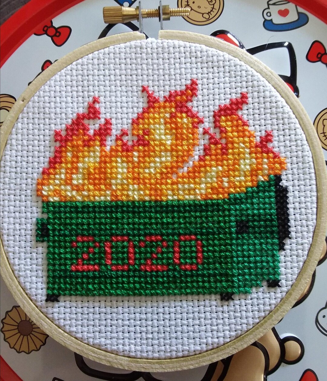 Dumpster Fire 2020 STAY at HOME Cross Stitch Chart Pattern PDF ...