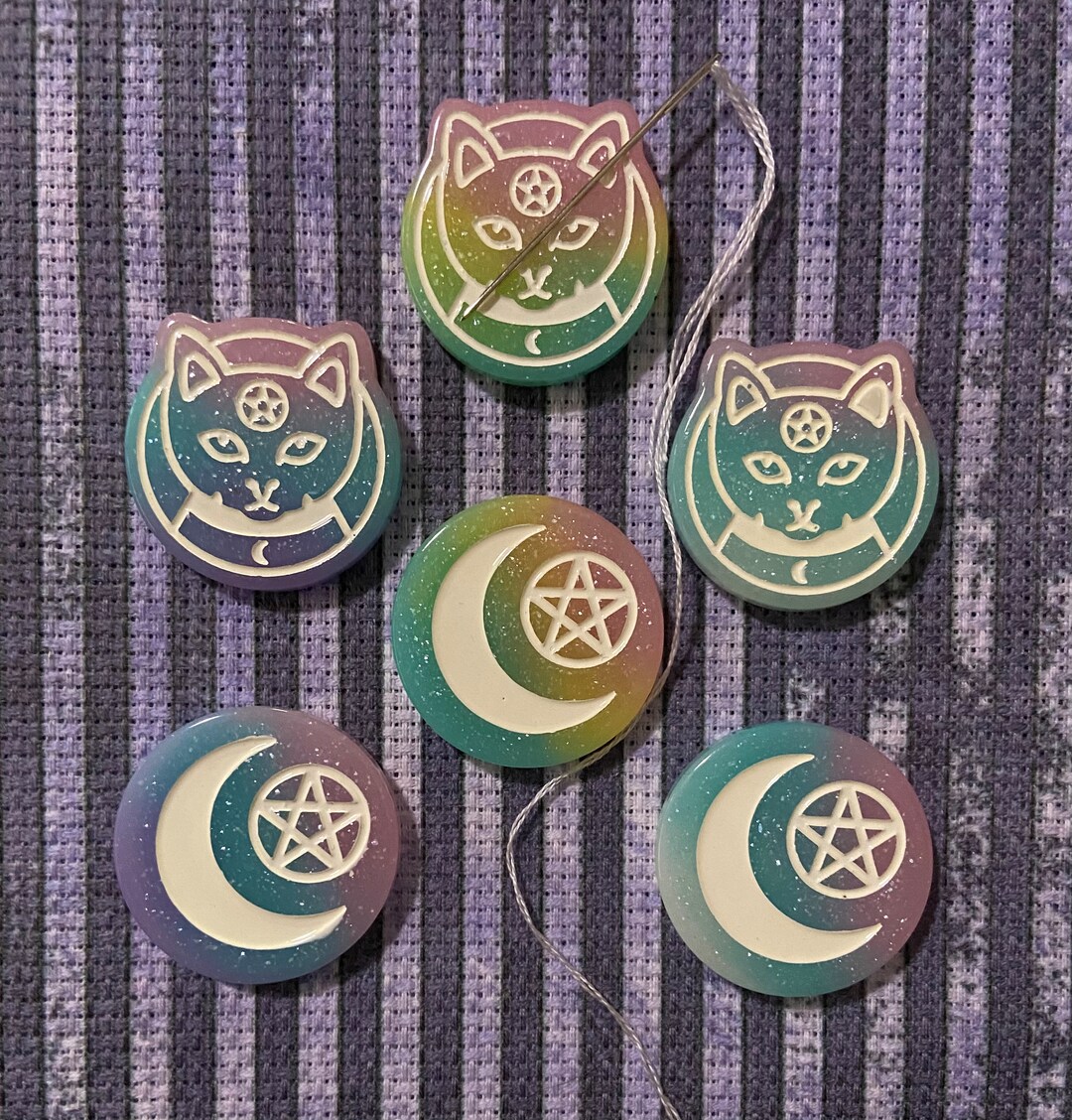 Handmade Shimmery Pastel Goth Witchy Kitty Moon Star Pentacle ...