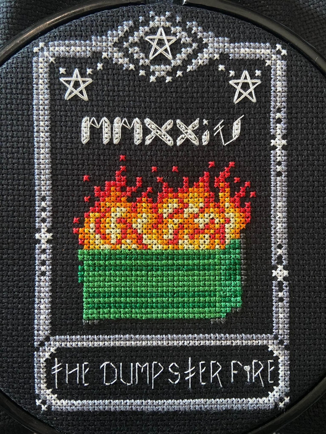 Dumpster Fire Oracle Cross Stitch Pattern, Funny Goth Home Decor (PDF ...