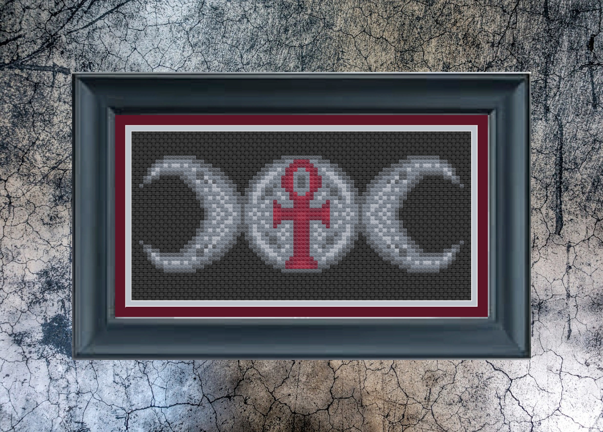 Triple Moon ANKH Trad Gothic Cross Stitch Pattern Chart PDF Black Aida ...
