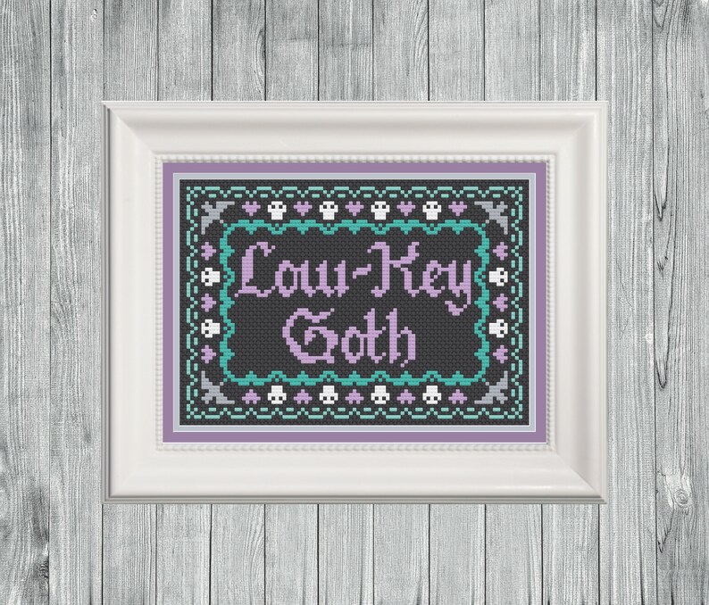 LOW-KEY Goth Pastel Goth Gothic Cross Stitch Skull Bats Hearts Pattern ...