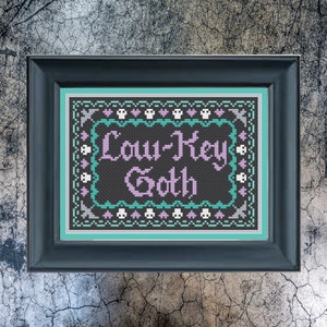 LOW-KEY Goth Pastel Goth Gothic Cross Stitch Skull Bats Hearts Pattern ...