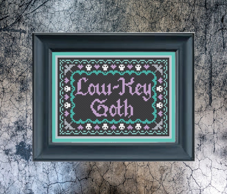 LOW-KEY Goth Pastel Goth Gothic Cross Stitch Skull Bats Hearts Pattern ...