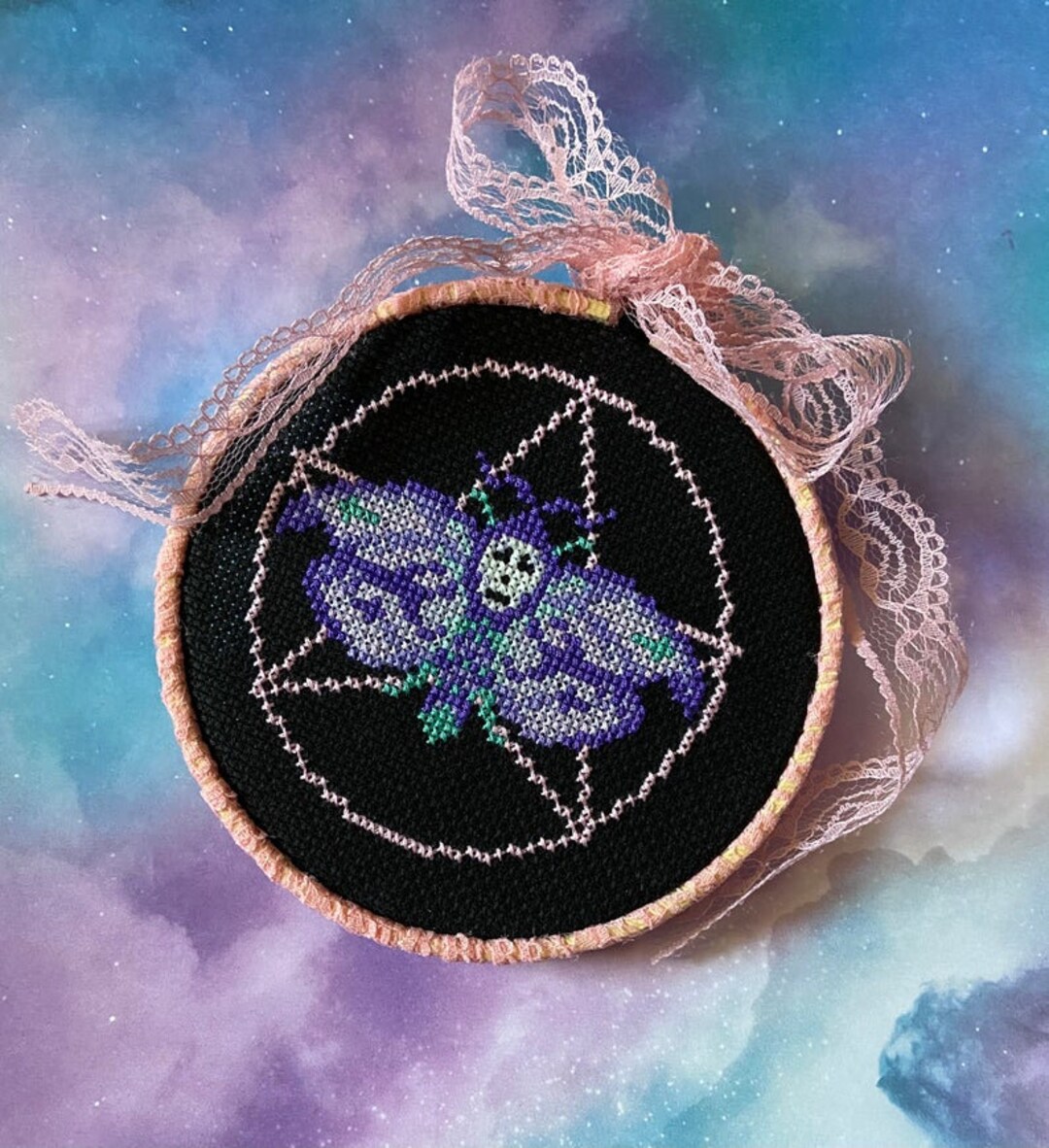 Pastel Goth Witch Moth - Pastel Death Head Moth Easy Cross Stitch Chart ...