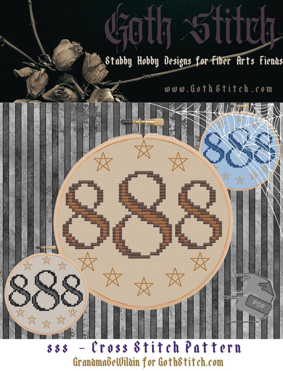 Angel Number 888 Esoteric Cross Stitch Chart PDF Magickal Stitch Witch ...