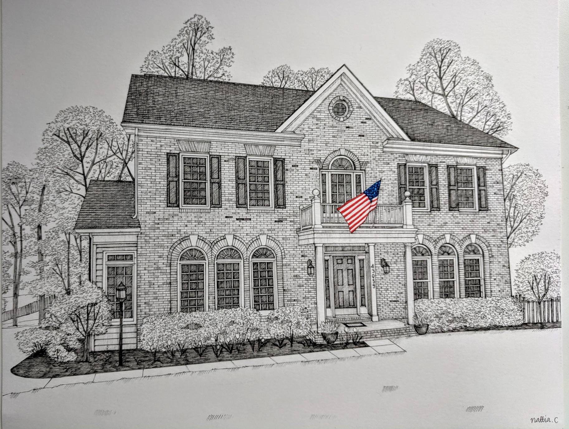 Custom House Portrait Original Pen and Ink Drawing Christmas Gift - Etsy