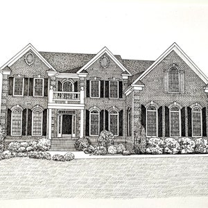 Custom House Portrait Original Pen and Ink , Personalized Gift, New ...