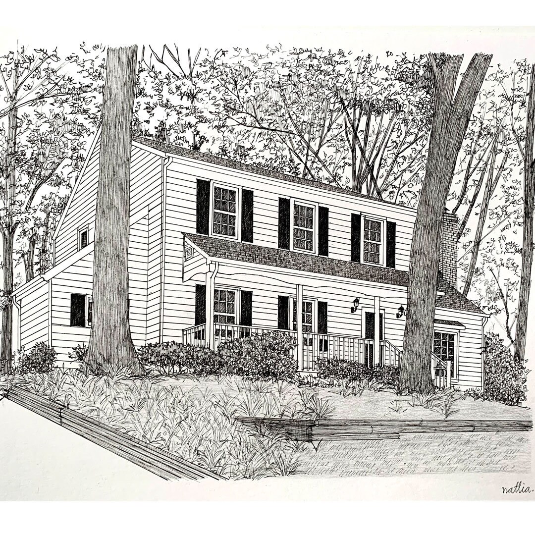 Custom House Portrait Original Pen and Ink , Personalized Gift, New ...