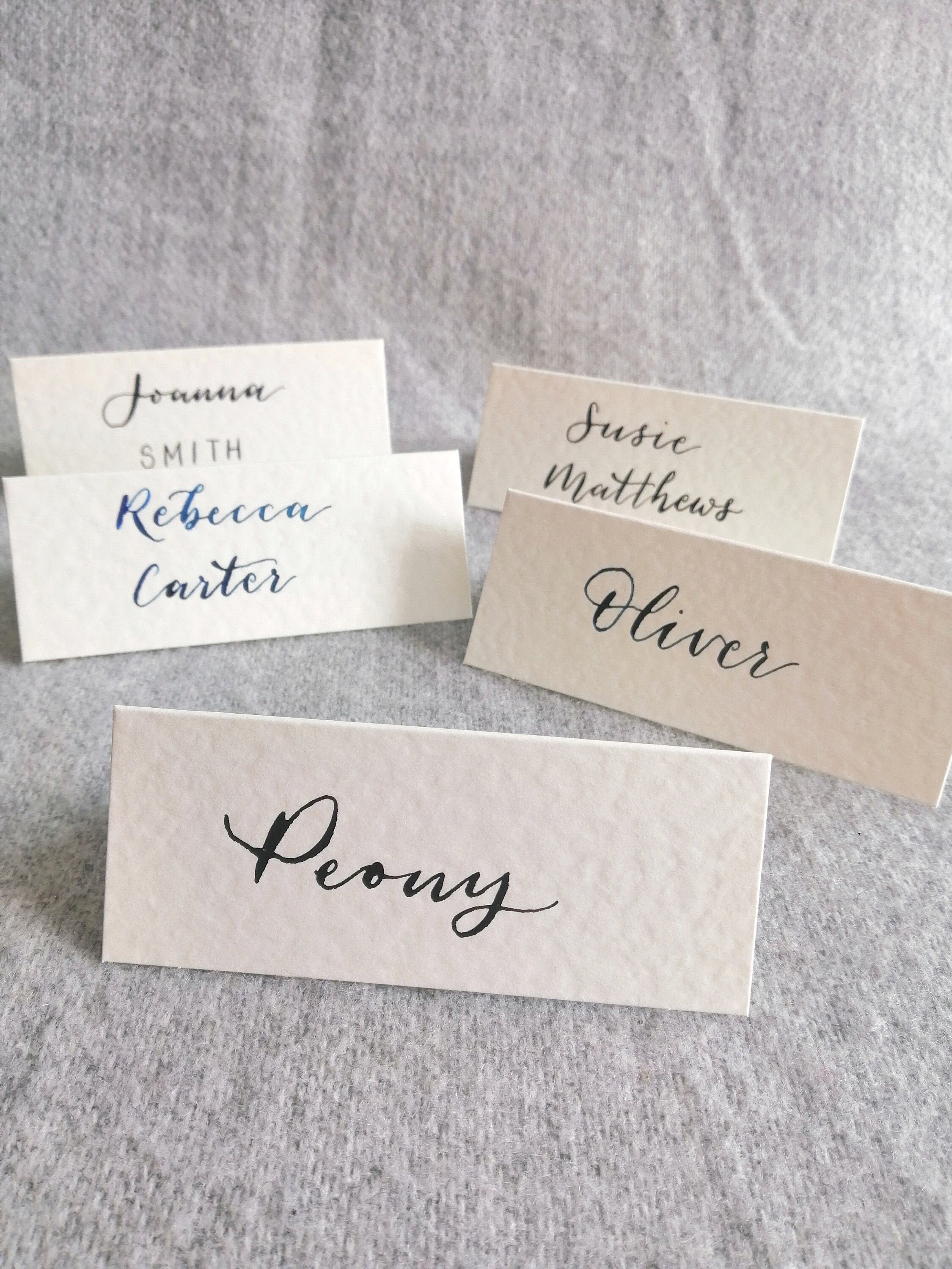 Calligraphy Hammered Ivory Place Cards Hand Lettered Design - Etsy UK