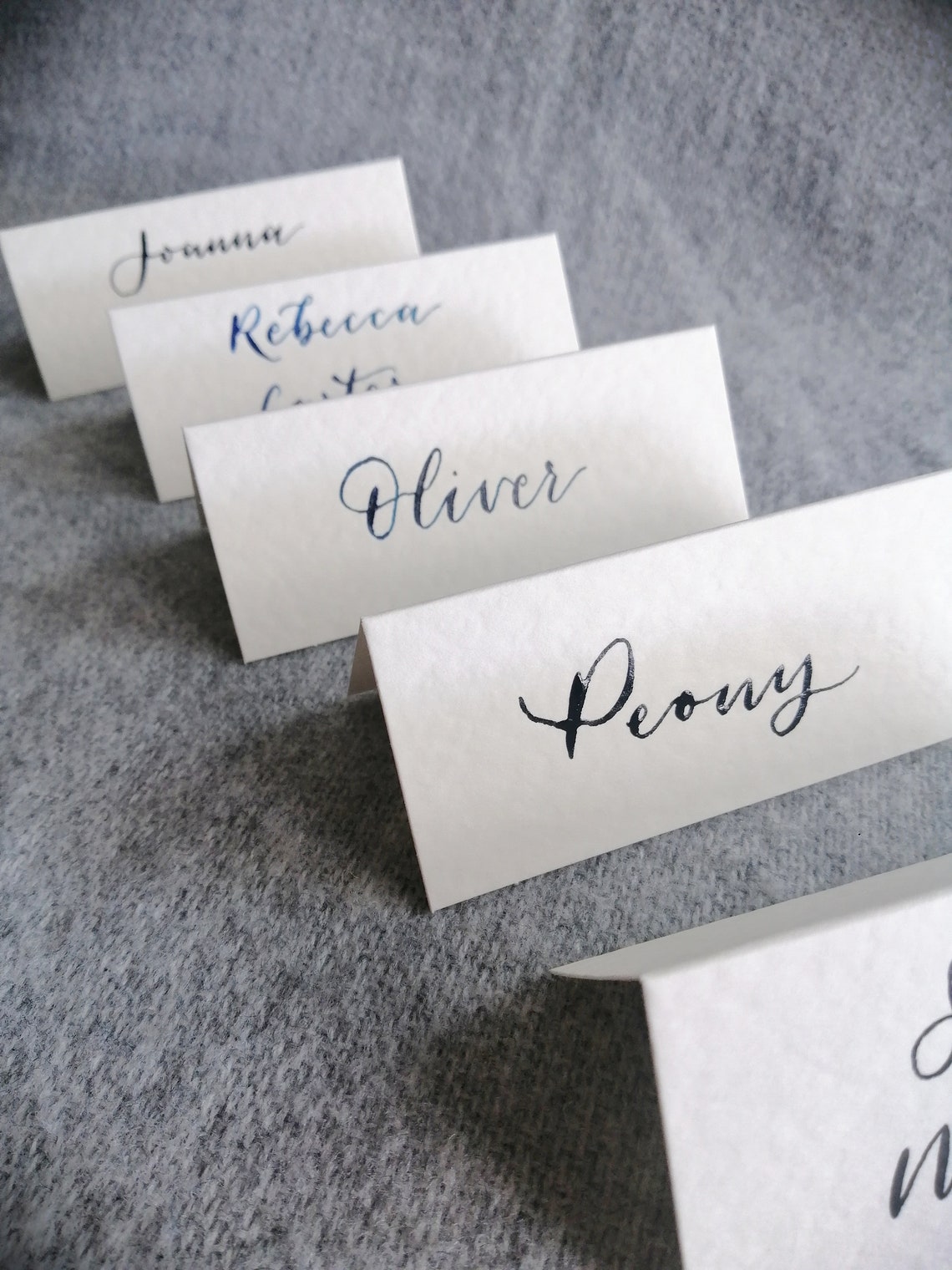 Calligraphy Hammered Ivory Place Cards Hand Lettered Design - Etsy UK