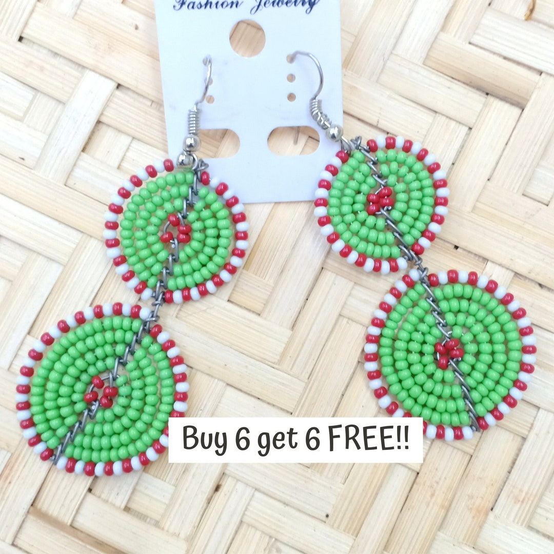 265 Masai Earring, African Jewelry, African Earring, Bead Earring ...