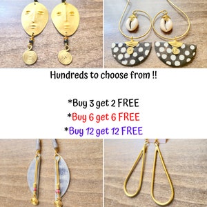 20 Statement Earrings, African Earrings Set, Brass Earrings Set, Bone ...