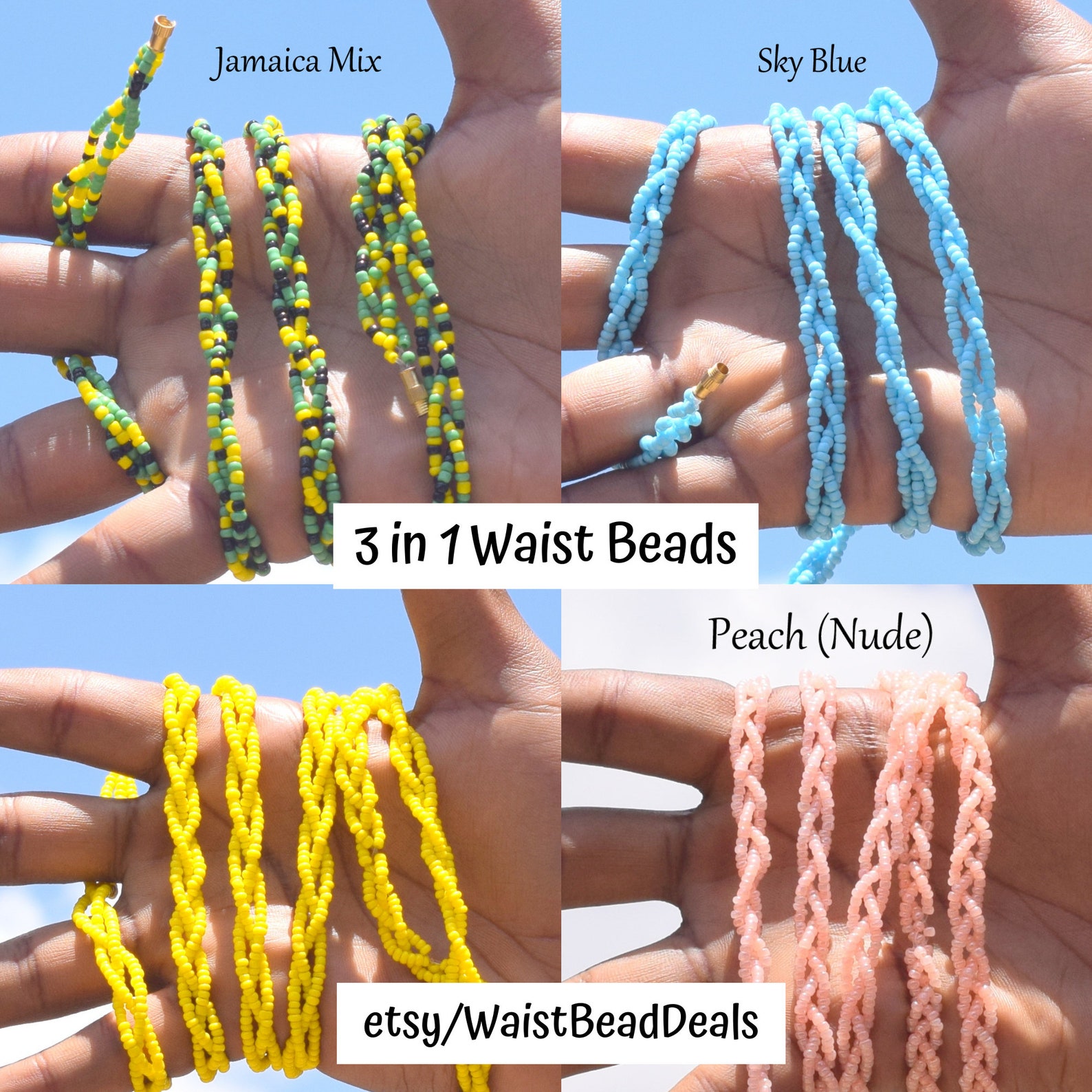 Custom Waist Beads 3 in 1 Waist Beads Braided Waist Beads - Etsy